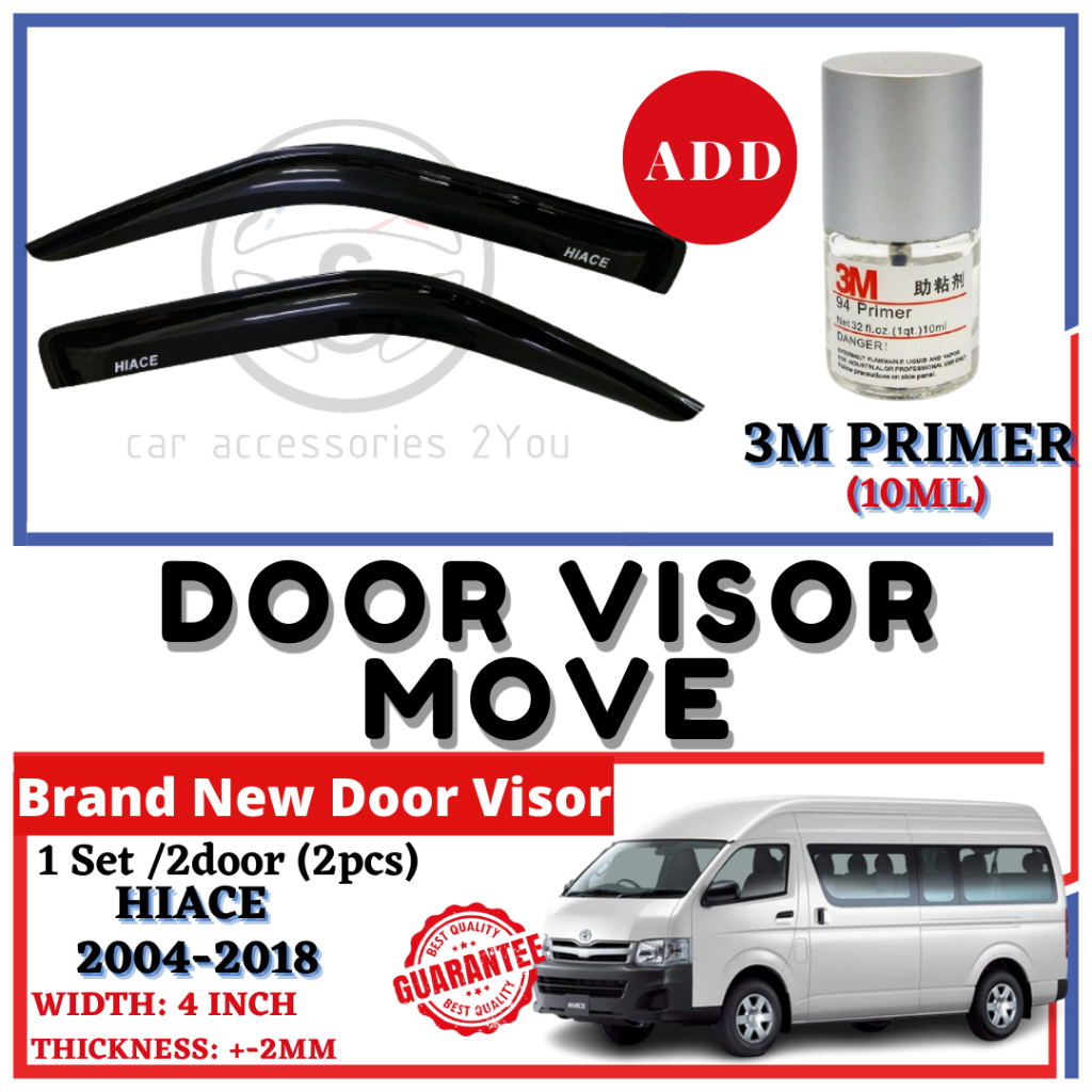 Toyota Van Hiace 2004-2018 Door Visor Move 4 Inchi Style Acrylic Wind ...