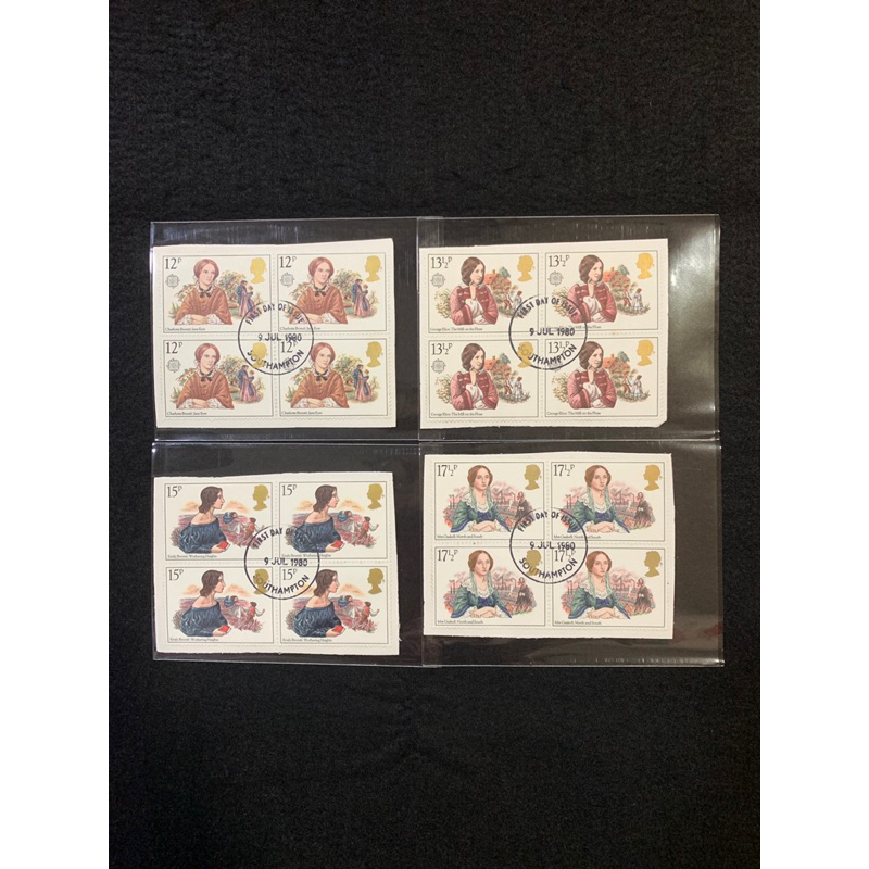 1980 Great Britain Famous Authoresses Set Of 4Values In Blocks Of 4 ...