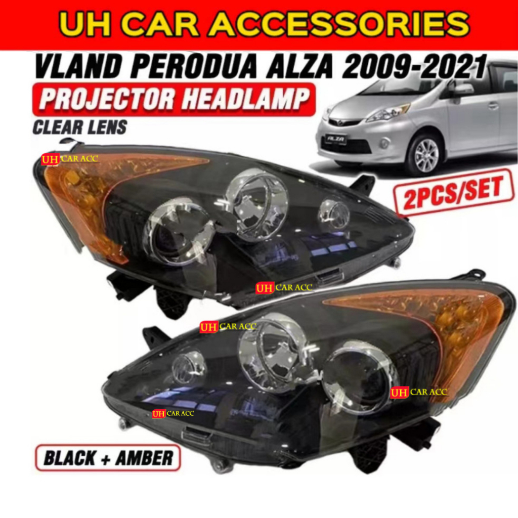 PERODUA ALZA 2009-2021 PROJECTOR HEADLAMP(CLEAR+BLACK) | Shopee Malaysia