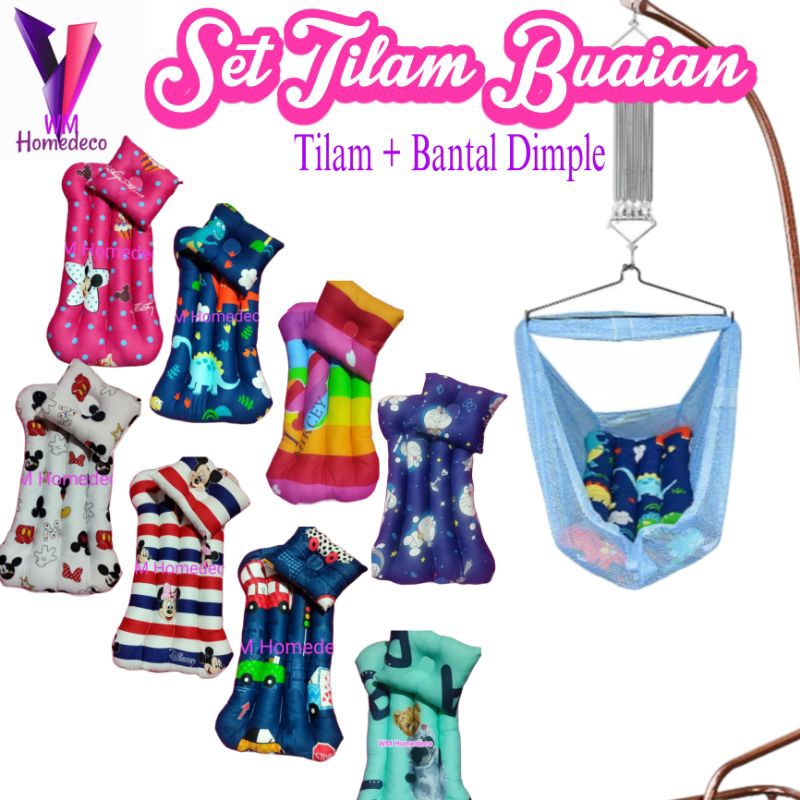 Set Tilam Buai + Bantal Dimple Isian Fibre Dan Kain Jenis Fabric Cotton ...
