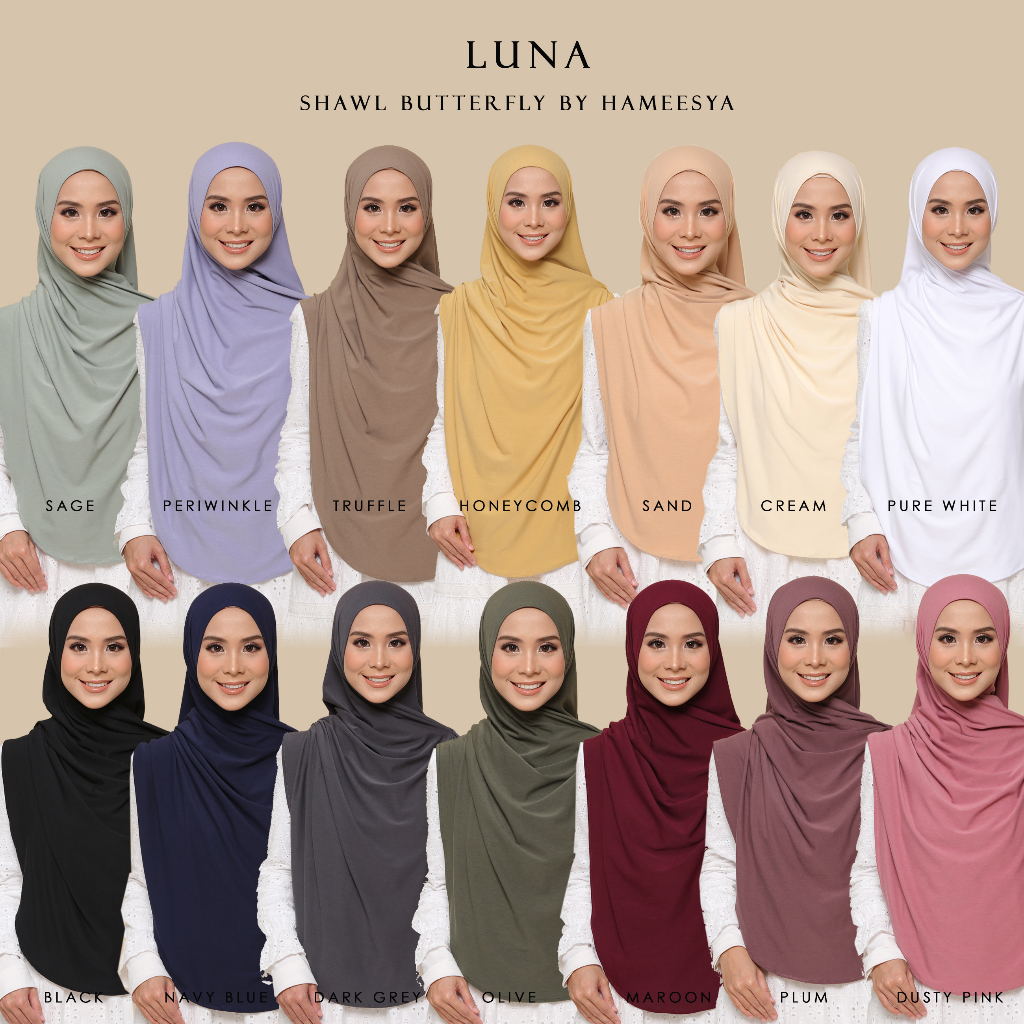 Bshawl Luna Shawl Butterfly Ironless Hameesya Triangle Shawl Segitiga ...