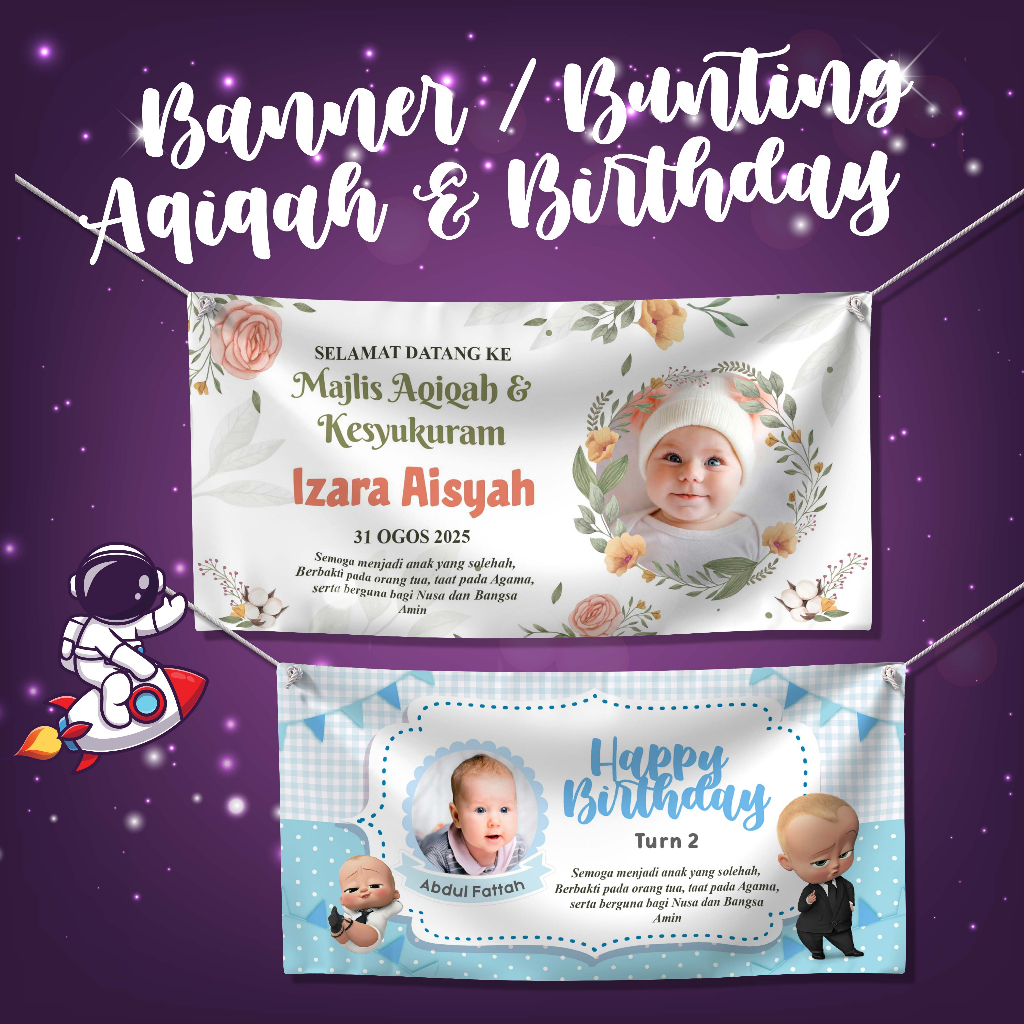 Banner Akikah / Aqiqah / Hari jadi / Birthday Gojezz | Shopee Malaysia