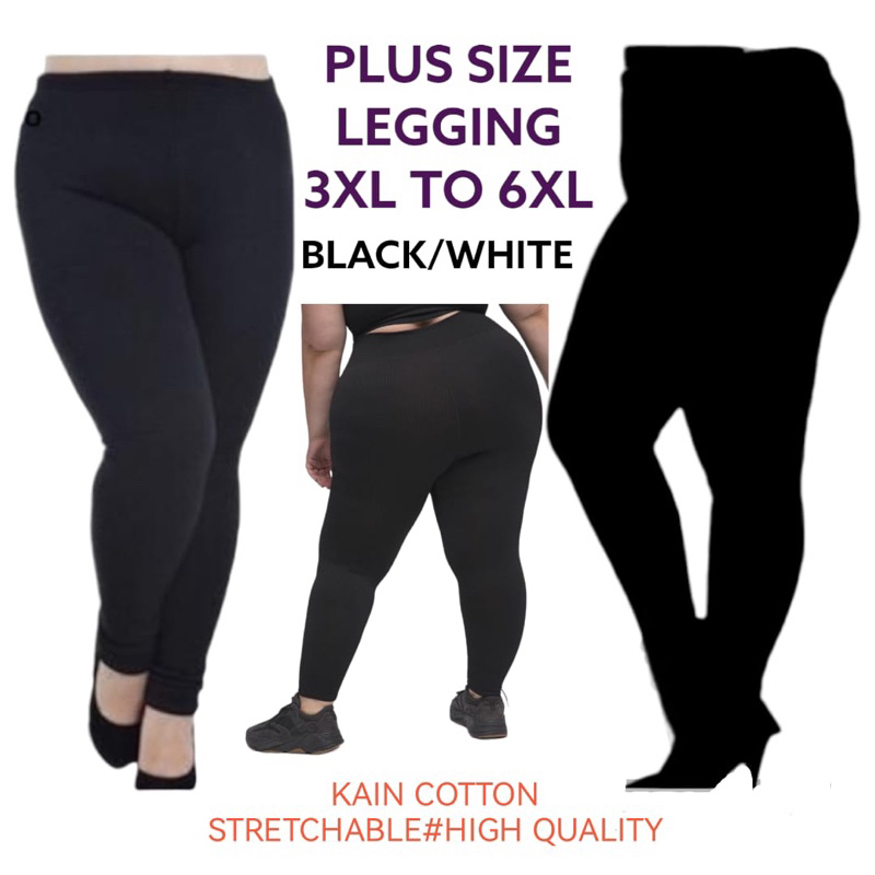PLUS SIZE (3XL -6XL) WOMEN LEGGING FULL STRETCHABLE COTTON ,ELASTIC ...