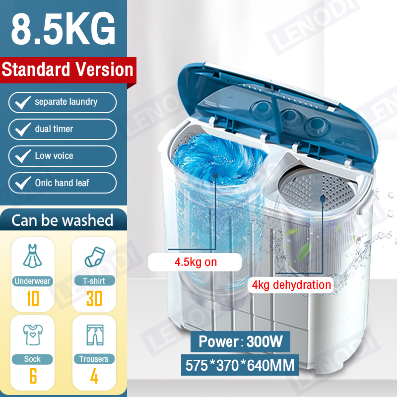 🔥2 year warranty🔥MINI Semi Auto Double tub Washing machine 8.5KG Mini ...