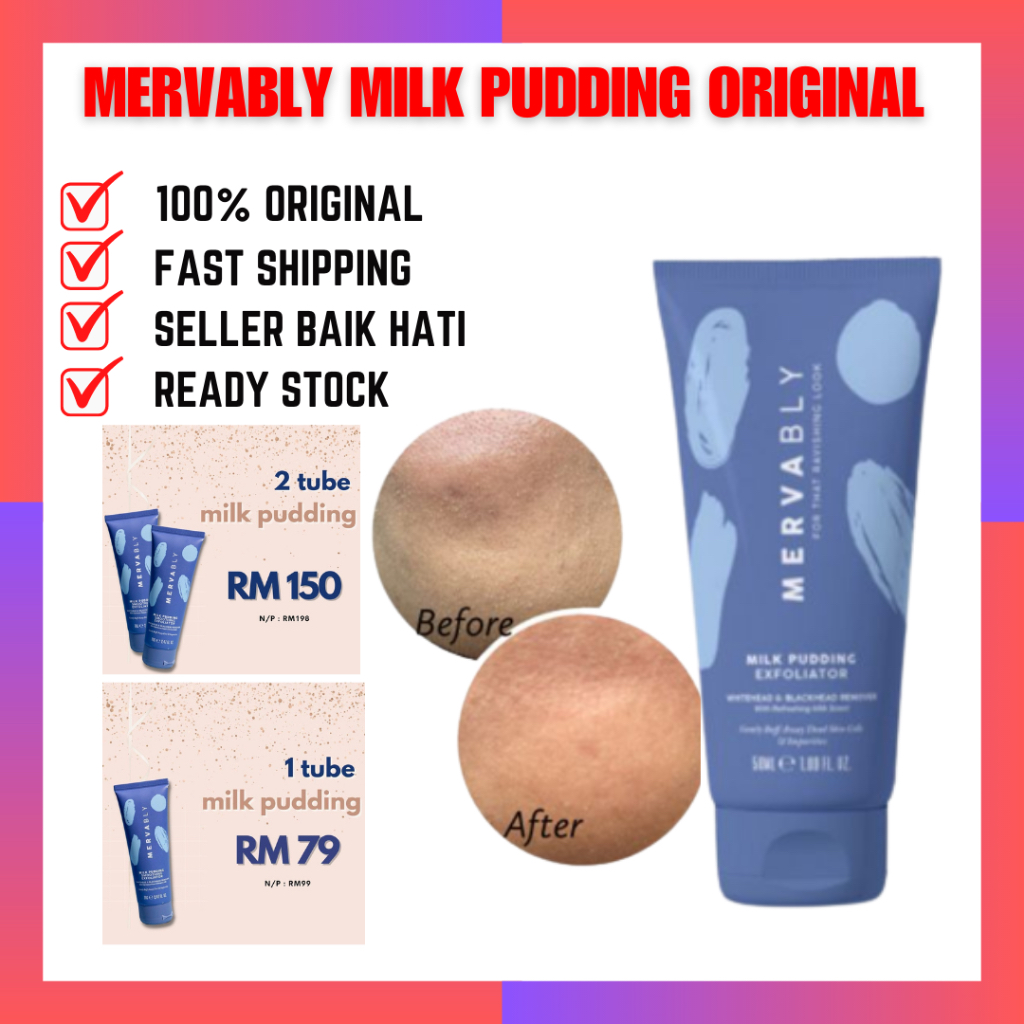 [ORIGINAL HQ] MERVABLY MILK PUDDING SCRUB MUKA UNTUK KASAR WHITEHEAD ...