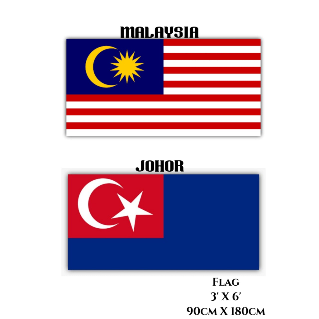 MALAYSIA / JOHOR Flag(polyster) 3' x 6' 90cm X 180cm Bendera Malaysia/Johor Jalur Gemilang ...