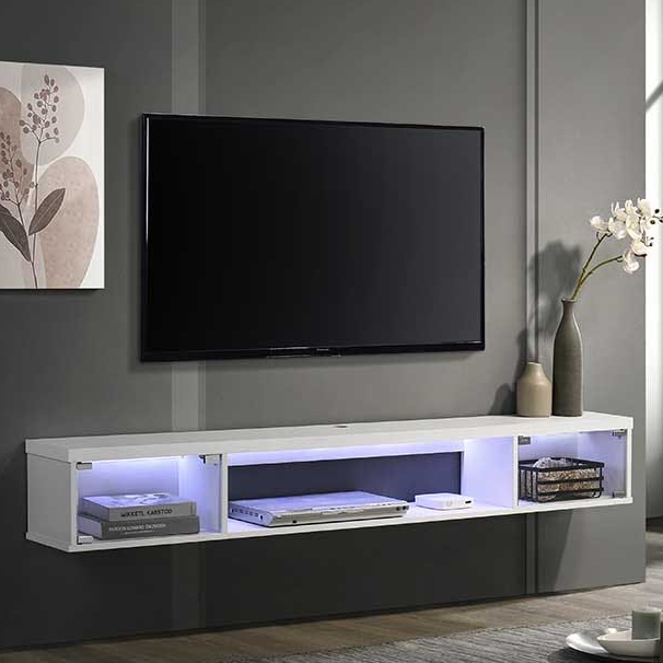 Mlife 6 ft LED ( Wall Mounted ) Low TV Cabinet With Glass Doors And ...