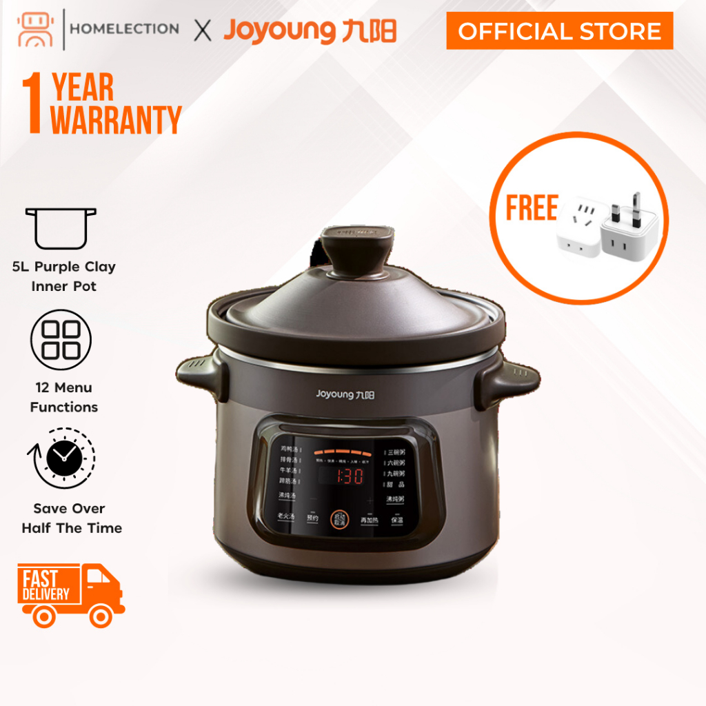 Joyoung 5L Purple Clay Electric Slow Cooker Multifunction Slow Cooker Stew Pot Fast Boiling ...
