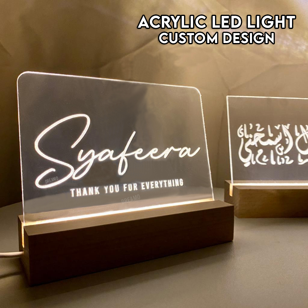 LED Light Acrylic Custom Design Plate Gift Lamp Engrave Lampu Hiasan ...