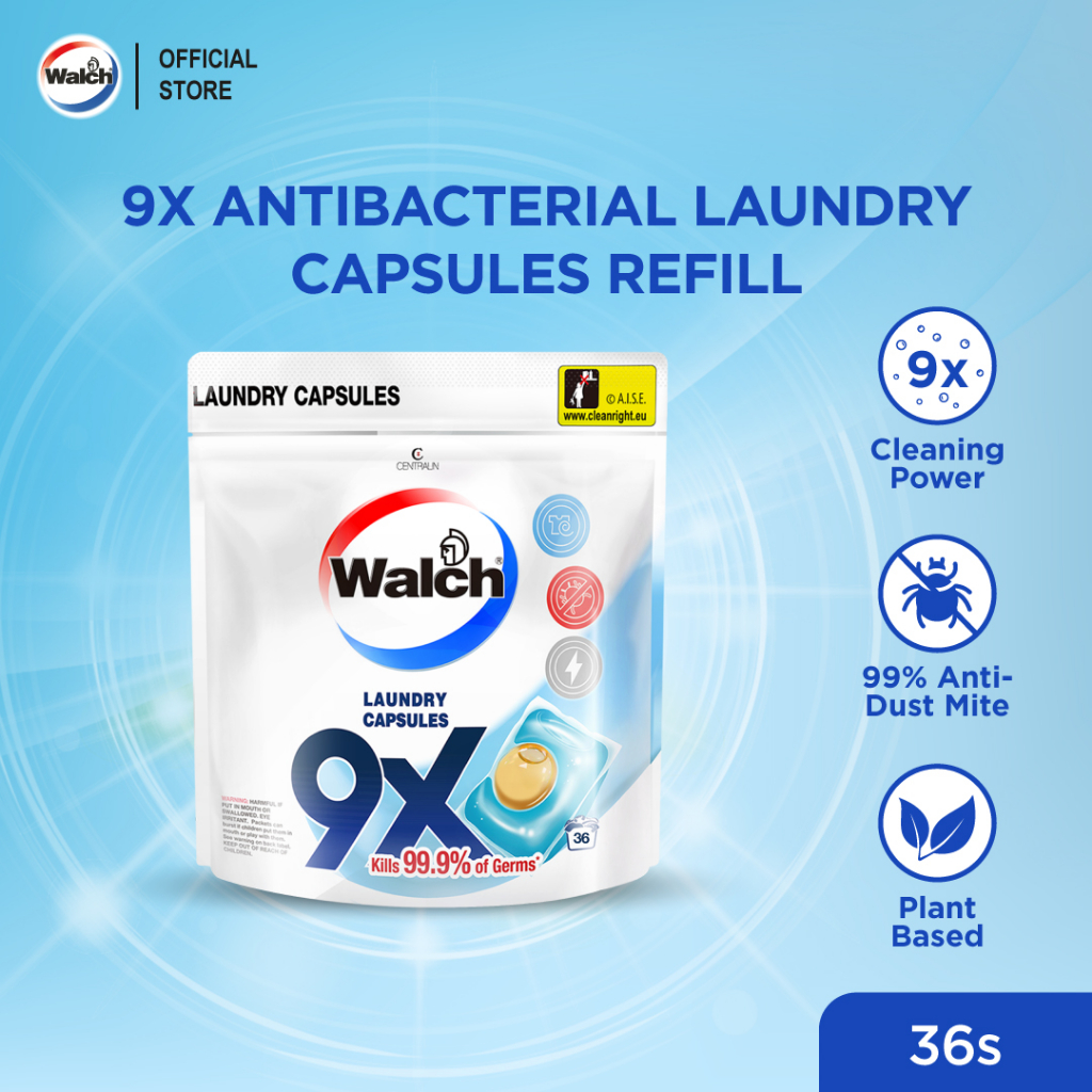 Walch 9X Antibacterial Laundry Capsules Refill (12g x 36 Pcs) | Shopee ...