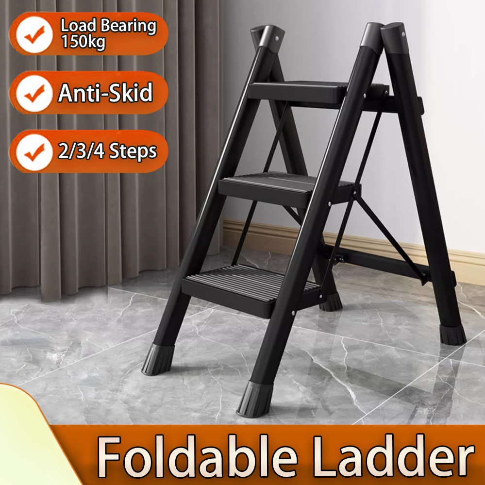 3/4/5 Steps Foldable Stool Ladder Carbon Steel Widen Pedal Anti-Slip ...