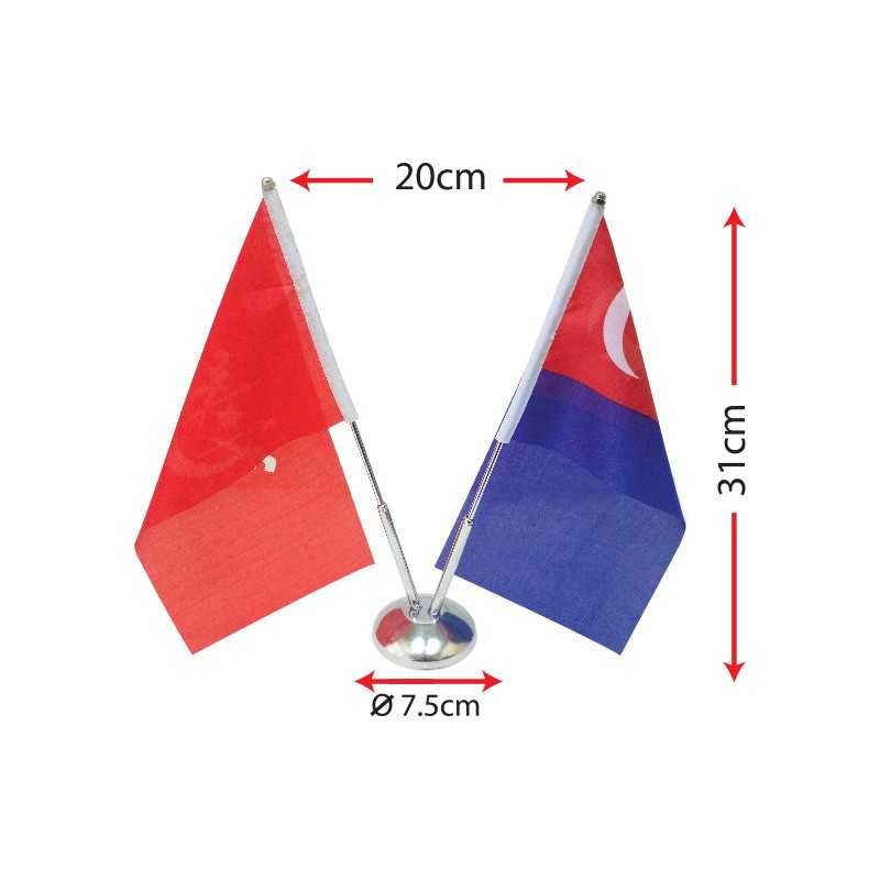 Table Flag Stand (Double) V Shape – Stainless Steel Round Base Stand ...