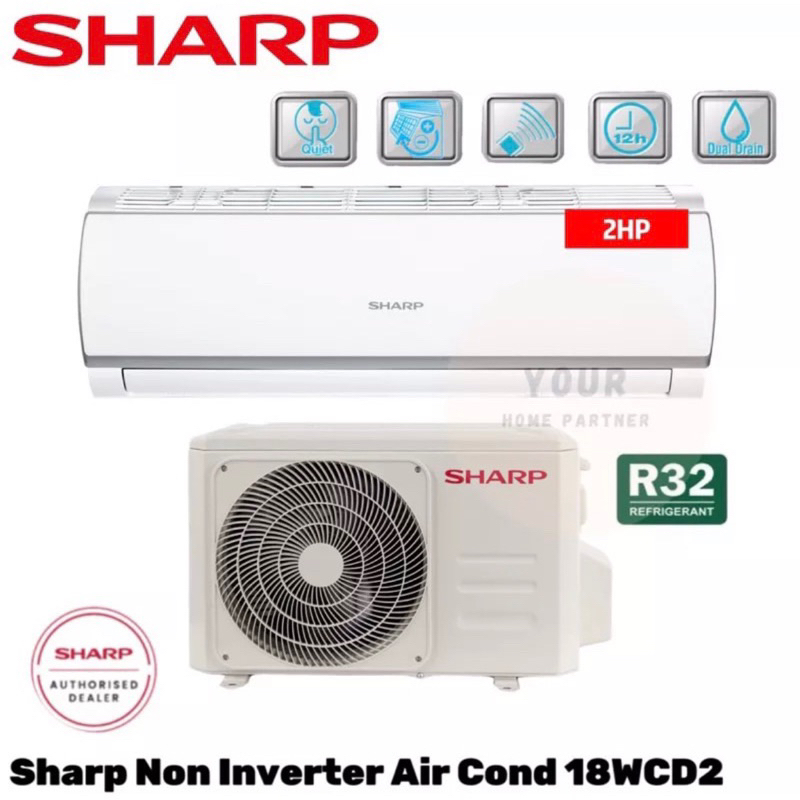 Sharp R32 Gas Non Inverter Air Conditioner 1HP/1.5HP/2HP AHA9WCD2 ...