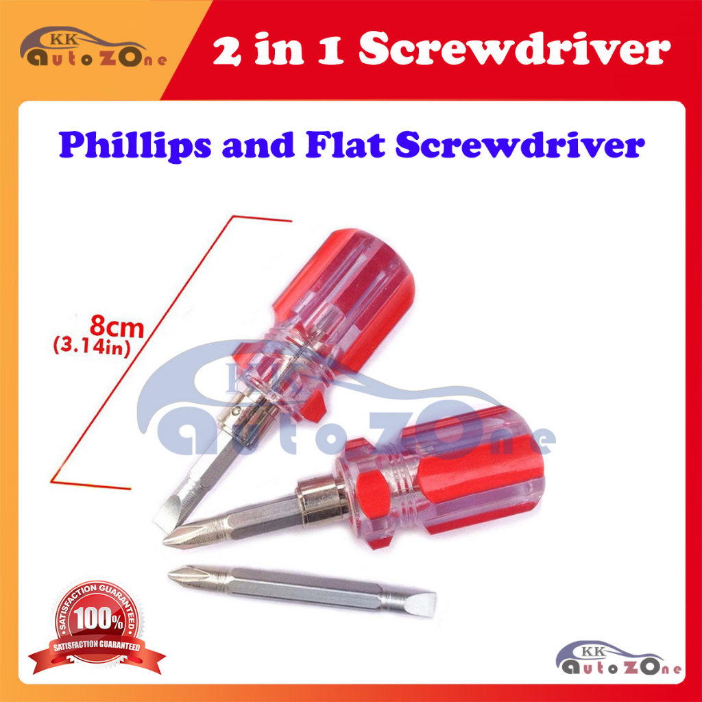 Mini 2 in 1 mini Screwdriver Compact Size Flat Phillips Head Pemutar ...