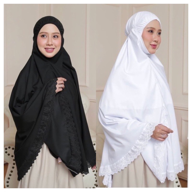Telekung Mini Umrah/Haji Cotton Warna Hitam dan Putih Berzip tengah ...