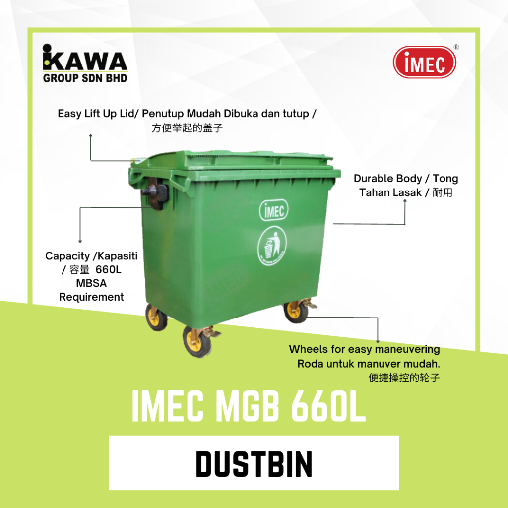 Tong Sampah Besar, Commercial Dumpster 660L Four Wheel | Shopee Malaysia