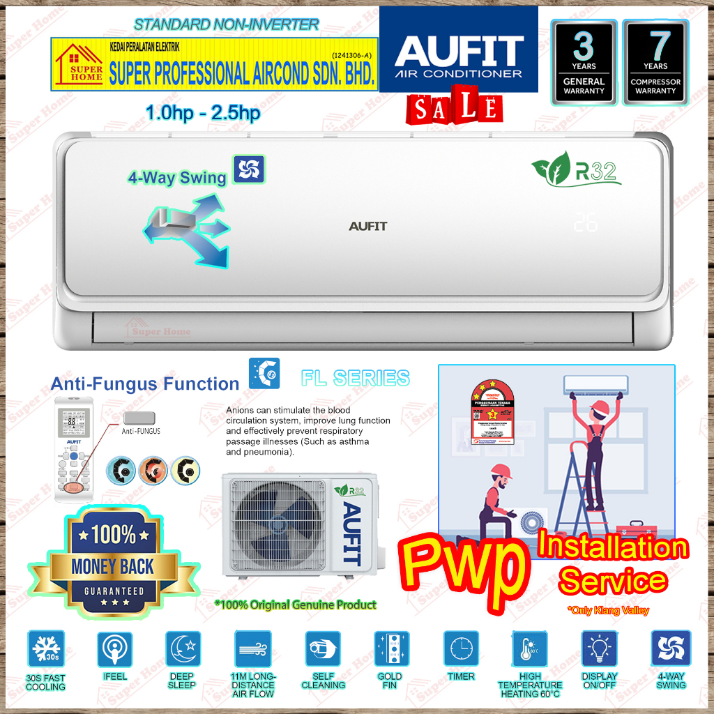 ((Super Deals)) AUFIT R32 Non Inverter Air Conditioner 1.0hp - 2.5hp ...