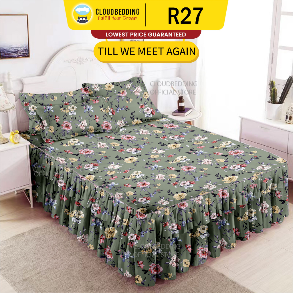 3IN1 Cadar Ropol Set Super Single/Queen /King Bedsheet 3IN1 Bed Skirt ...
