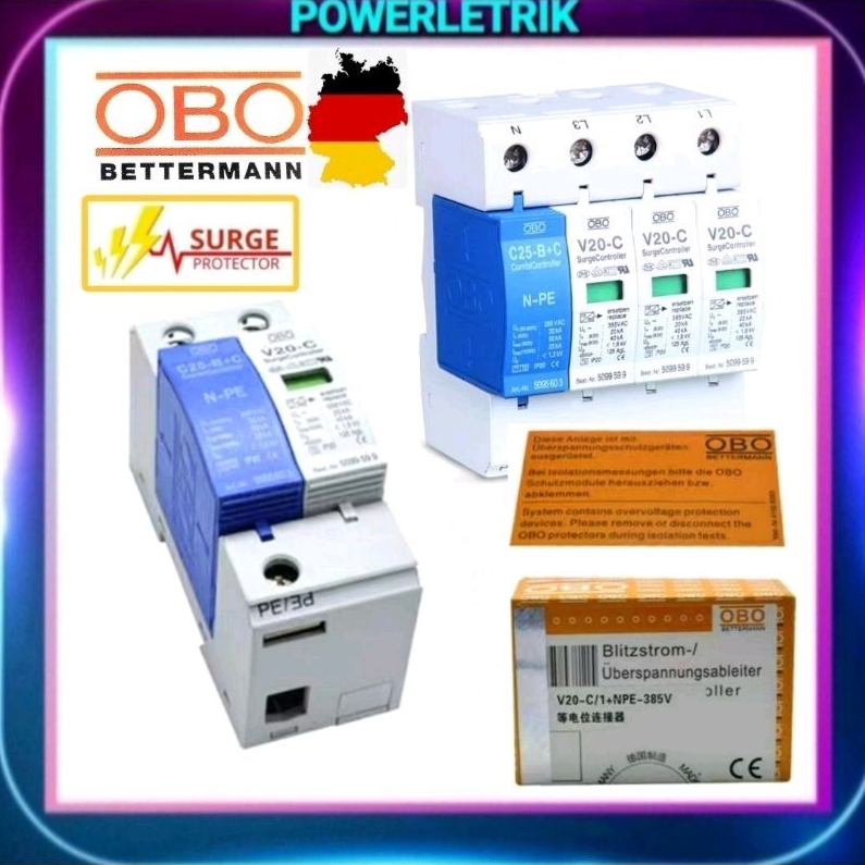 GERMANY SPD OBO BETTERMANN 40KA SURGE PROTECTOR DEVICE V20-C/1P + NPE ...