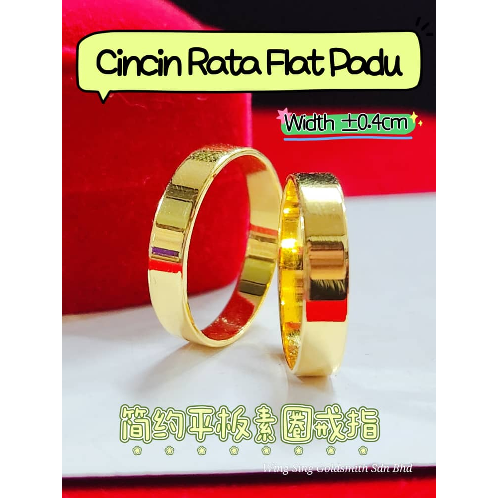 Cincin Belah Rotan Licin Rata Padu Bajet Fesyen Emas 916 1gm 916 Gold ...
