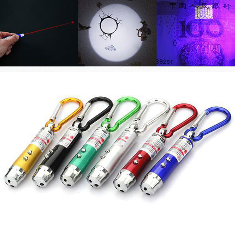 LED Laser Pen Color 3 In 1 Mini Laser Pointer 2 LED Flashlight UV Torch ...
