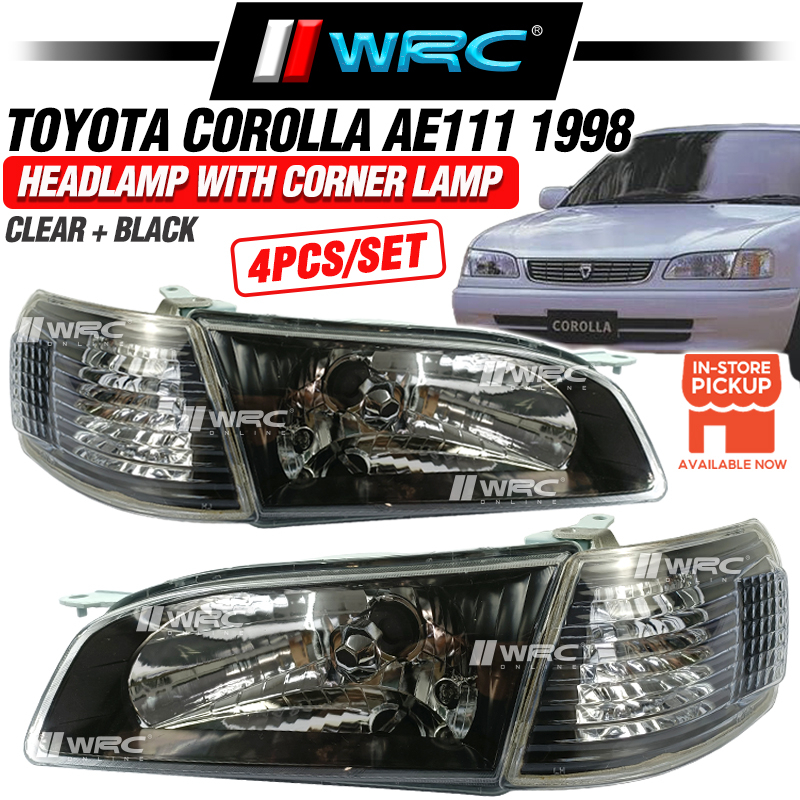 LD Toyota Corolla AE111 1998 Headlamp With Corner Lamp ( Clear + Black ...