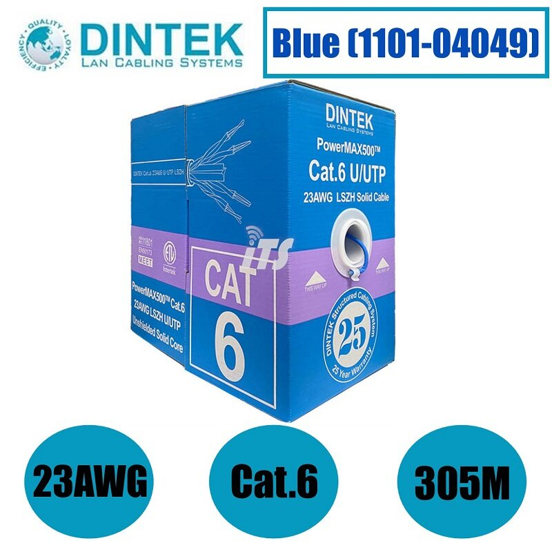 DINTEK PowerMAX500 CAT6 4P UTP CAT.6 23AWG LSZH Network Cable Blue 305M ...