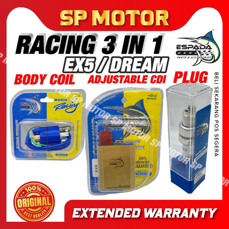 EX5 ESPADA Racing CDI (Adjustable)+ Spark Plug Espada + APIDO Plug Coil ...