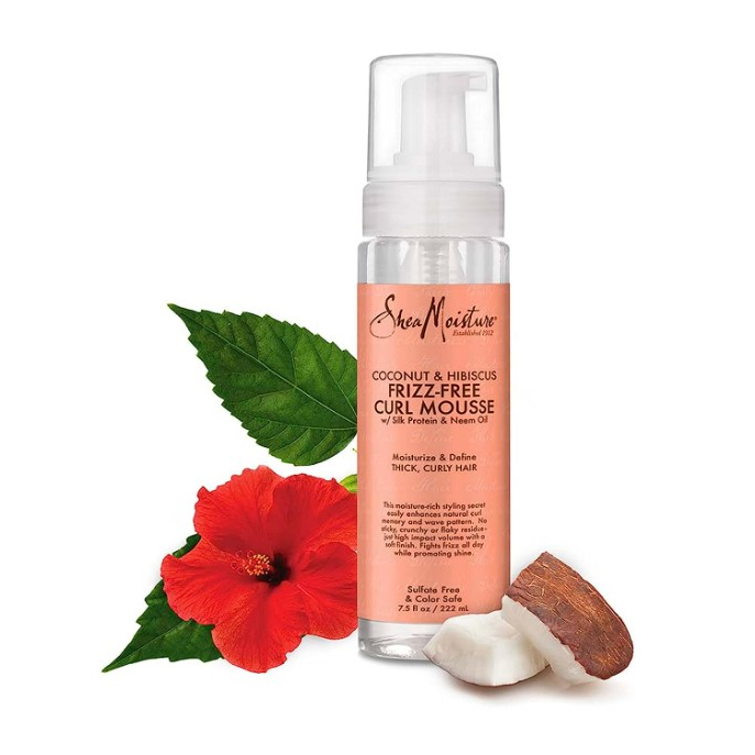 SheaMoisture Curl Mousse for Frizz Control Coconut and Hibiscus with ...