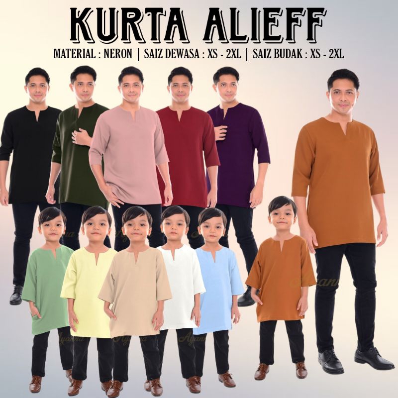 [12 WARNA] KURTA ALIEFF KURTA LELAKI KURTA BUDAK LELAKI KURTA PLUSSIZE ...