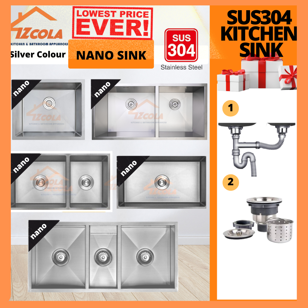 SINKI NANO Keluli Tahan Karat Buatan Tangan — Jenis Undermount ...