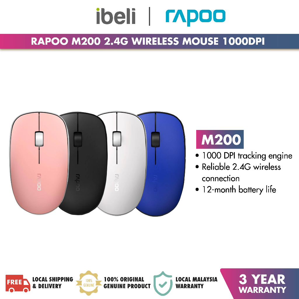 Rapoo M200 Silent Multi Mode 2.4G Wireless Mouse Bluetooth Mouse ...