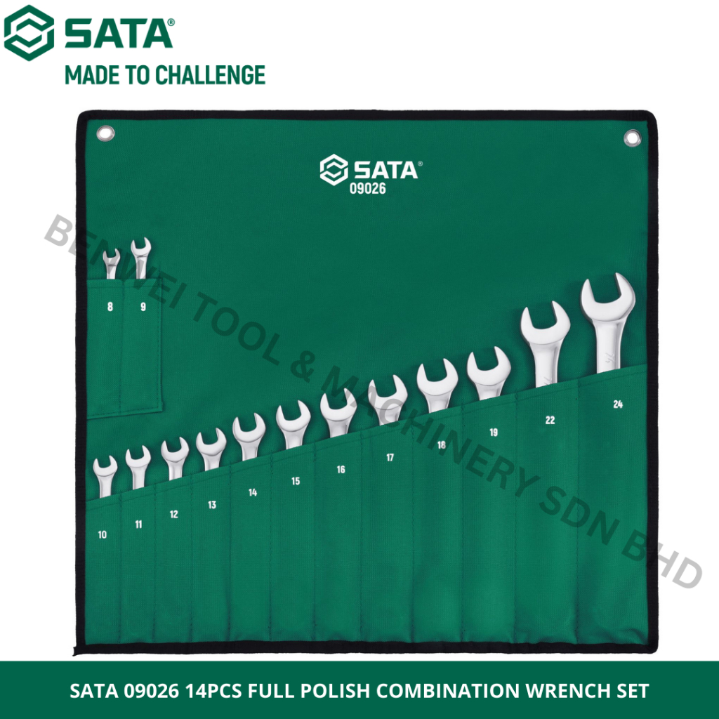 (ND) SATA 09026 14PCS FULL POLISH COMBINATION WRENCH SET / SPANNER SET ...