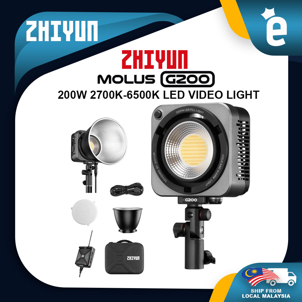 ZHIYUN Molus G200 200W Bi-Color 2700K-6500K LED Video COB Light APP Daylight | Shopee Malaysia