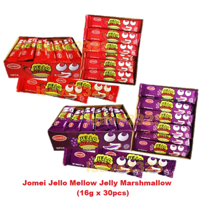 [HALAL] Jomei Jello Mellow Jelly Marshmallow (16g x 30pcs) - Strawberry / Grape | Shopee Malaysia