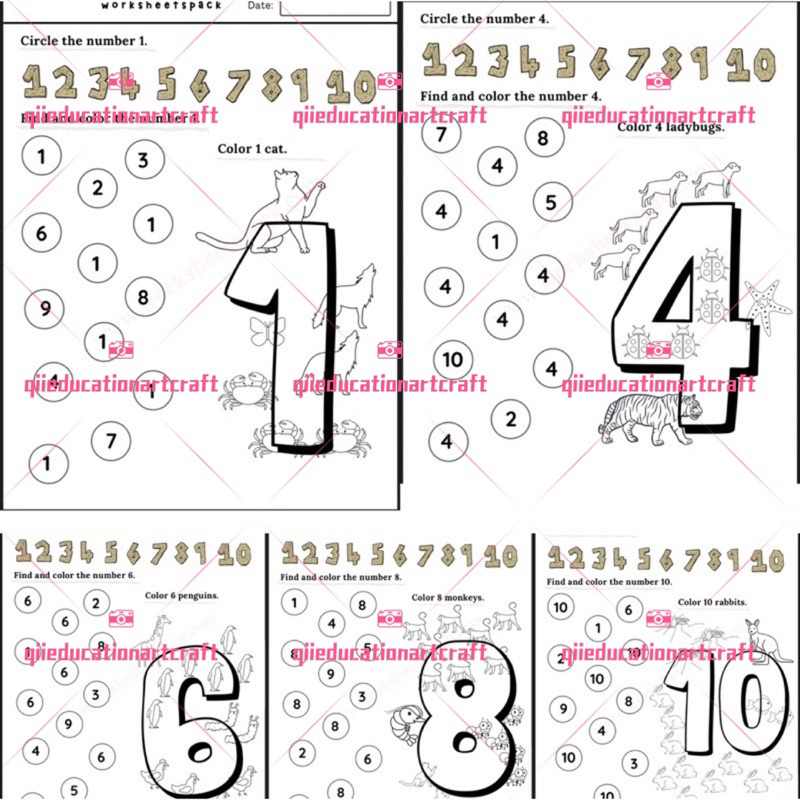 Number Hunt&Colouring 1-10 worksheet pdf soft copy | Shopee Malaysia