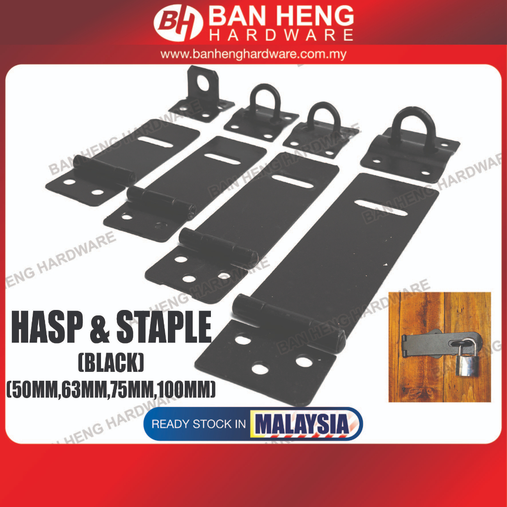 Iron Hasps & Staple Black / Mangga Besi Plat untuk Kunci Pintu (No ...
