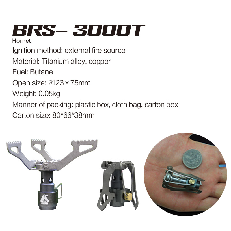 BRS-3000T 2700W 25g Titanium Camping Stove One-Piece Ultralight Gas Burner Folding Portable for ...