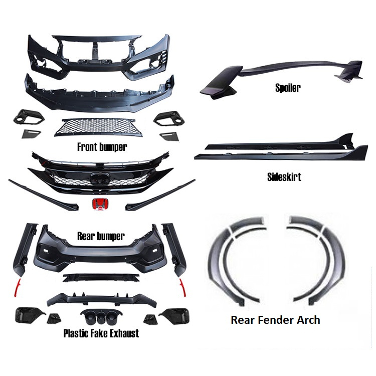 Civic Fc FK8 Type R Bumper Body Kit Bodykit Front Side Rear Spoiler ...