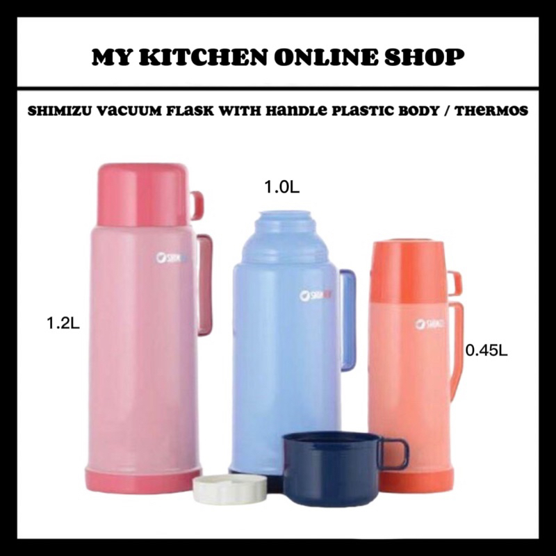 SHIMIZU VACUUM FLASK WITH HANDLE PLASTIC BODY / Thermos /Thermal Flask ...