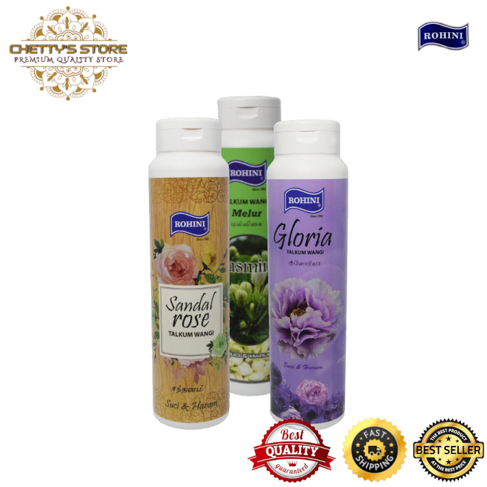 ROHINI TALCUM SANDAL ROSE/JASMINE/GLORIA POWDER (110G) | Shopee Malaysia