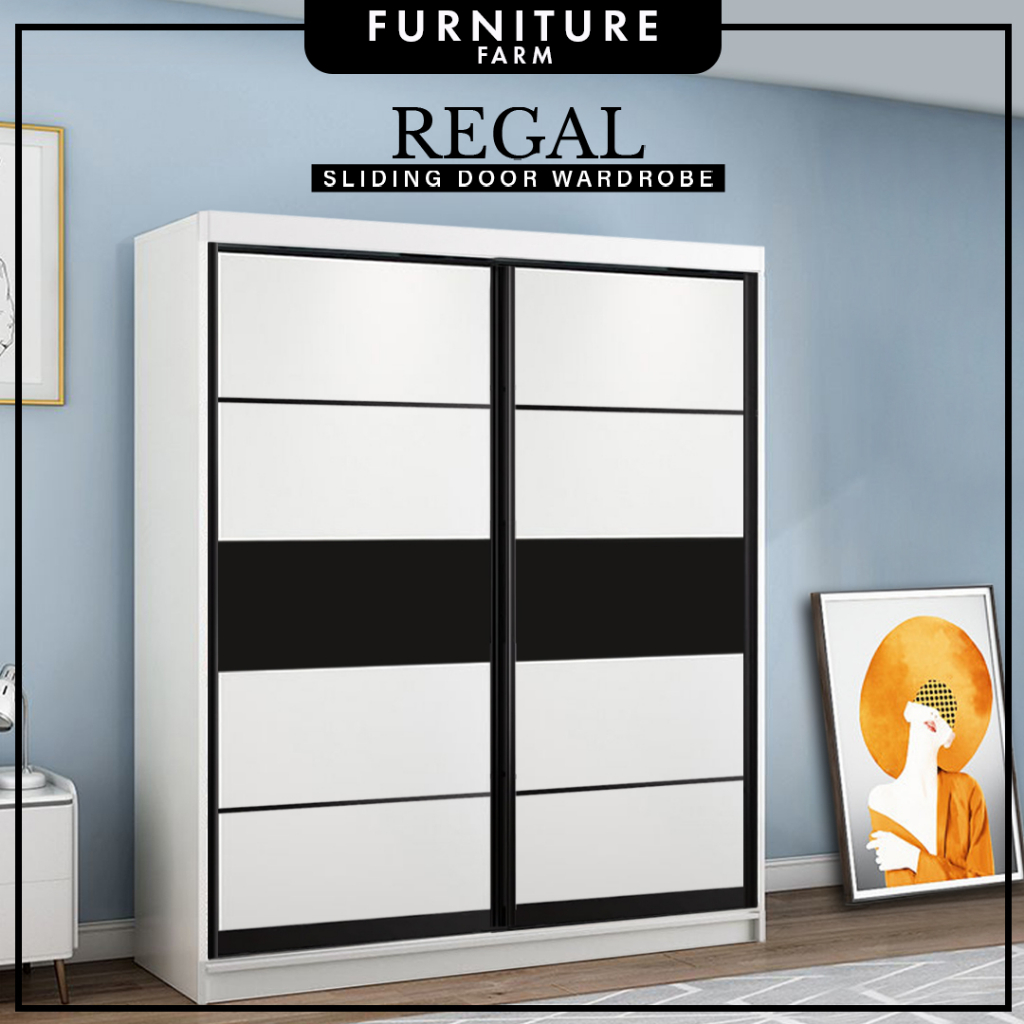 F&F : Sliding Wardrobe 2 Doors/Almari Baju/wooden wardrobe/kabinet/ikea ...