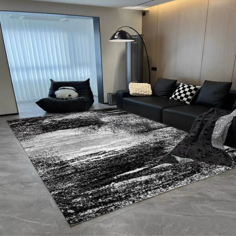 Karpet Velvet Plain Black White Simple Modern Art Design Hiasan Bilik ...