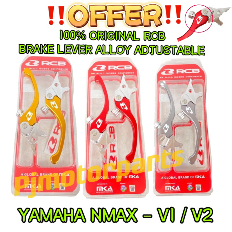 YAMAHA N-MAX NMAX V1 V2 ( 100% ORIGINAL RCB S2 )(1 SET) BRAKE LEVER ALLOY CNC ADJUSTABLE BREK N ...