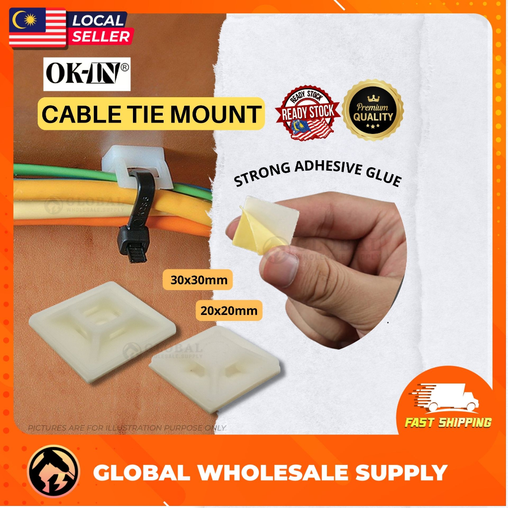 [READY STOCK] Tie Mount Self Adhesive Stick On Mount For Cable Ties ...