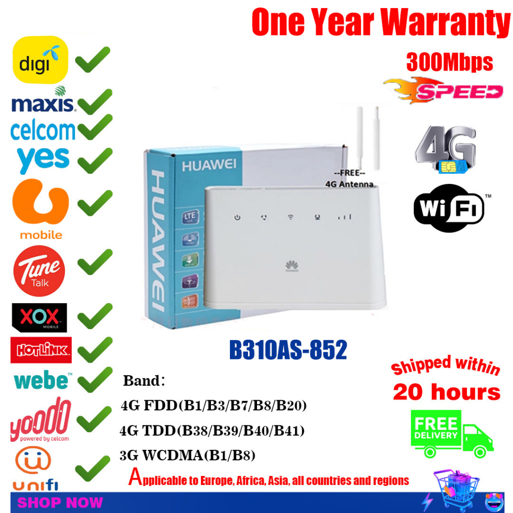 NEW Modified Unlimited Hotspot Huawei B310 4G Router B310AS-852 LTE to ...