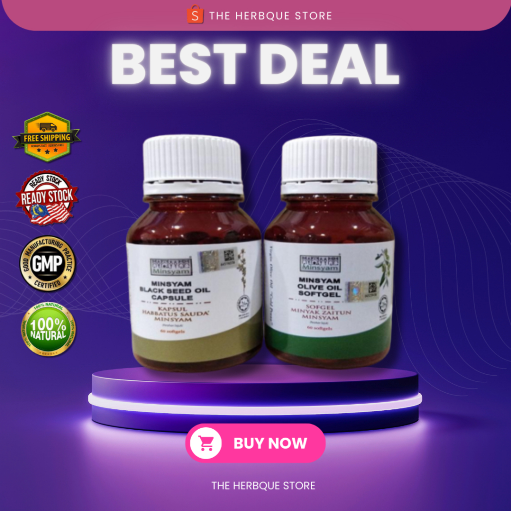 MINSYAM MINYAK ZAITUN SOFTGEL / MINSYAM HABATUS SAUDA SOFTGEL 100% ...