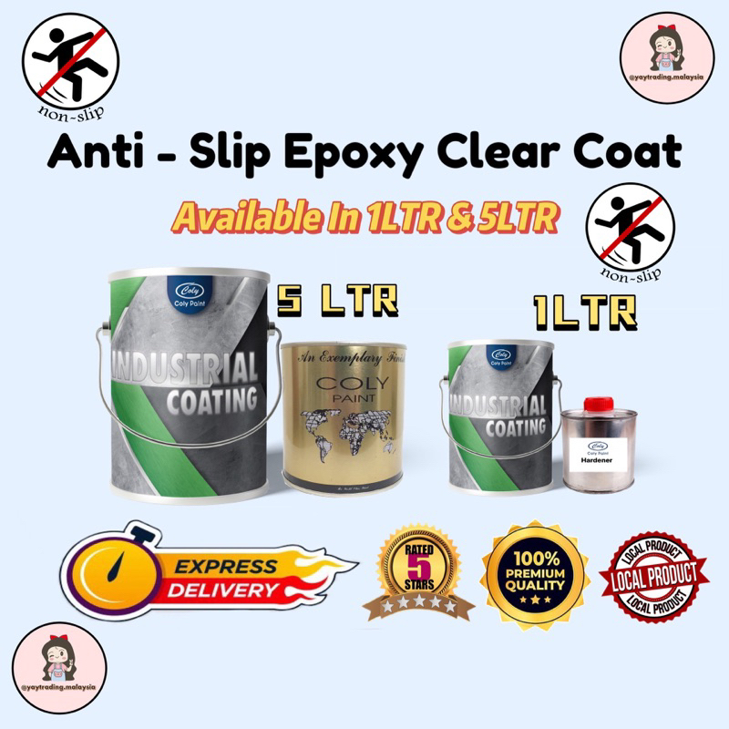 1L & 5L COLY Anti Slip Epoxy Clear Coat Protective Waterproof Coating ...