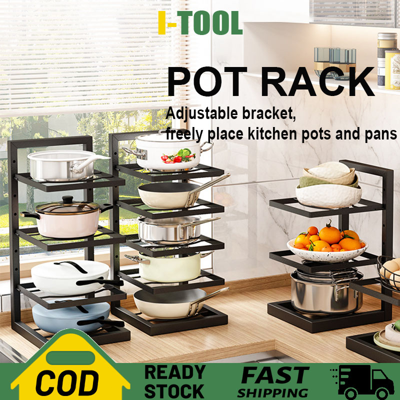 2-4 Tiers Adjustable Pot Rack Pans Organizer Racks For Kitchen Sink ...