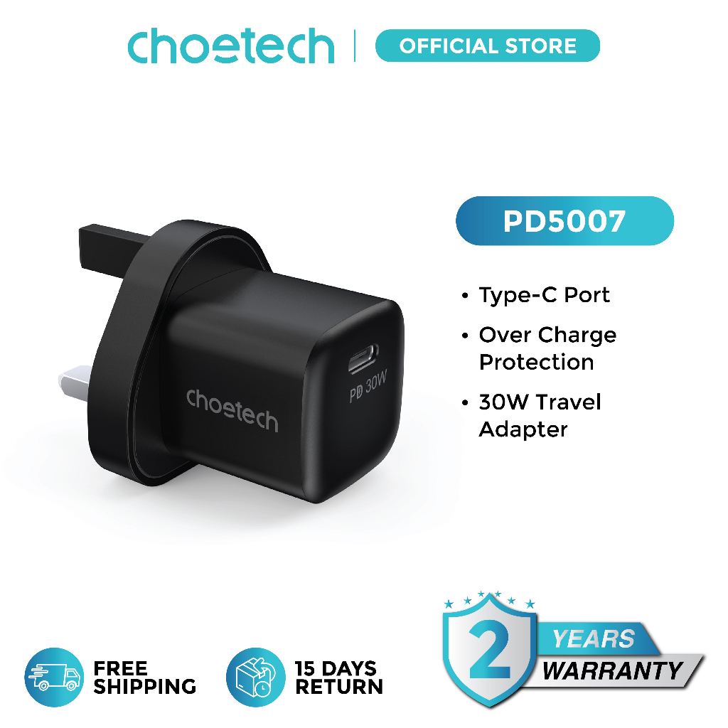 CHOETECH PD5007 30W PD GaN Type-C Fast Charge Wall Charger for iPhone 12 13 14 15 Pro Max ...